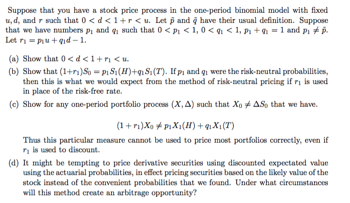 Solved Suppose that you have a stock price process in the | Chegg.com