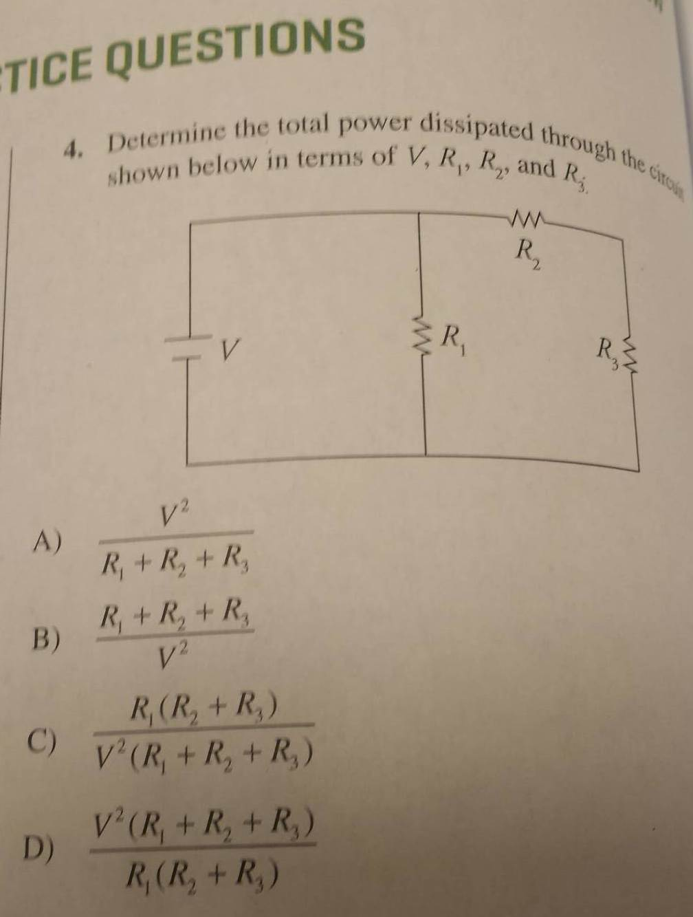 Solved Determine the total power dissipated through the | Chegg.com