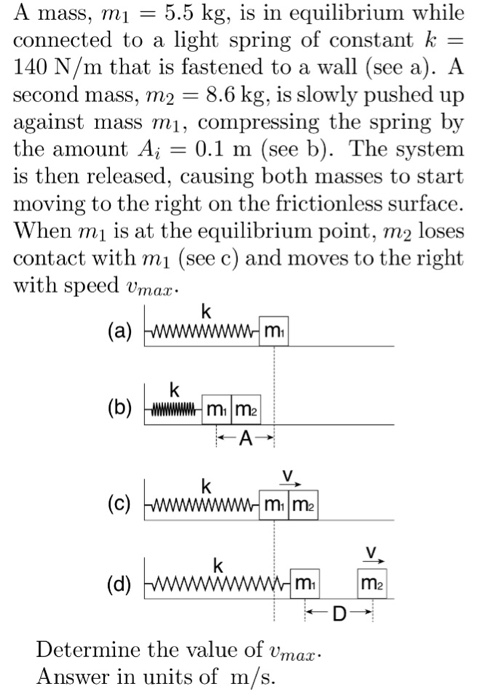Solved A mass, m1 = 5.5 kilogram, is in equilibrium while | Chegg.com