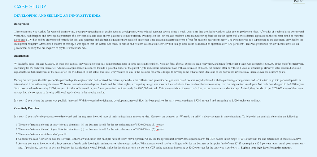 CASE STUDY DEVELOPING AND SELLING AN INNOVATIVE IDEA | Chegg.com