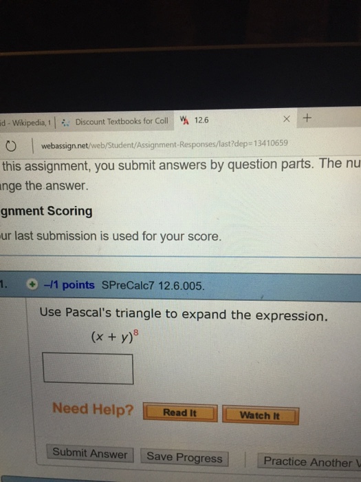 Solved Use Pascal's triangle to expand the expression. (x + | Chegg.com
