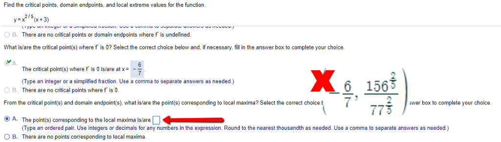 Solved Find the critical points, domain endpoints, and local | Chegg.com
