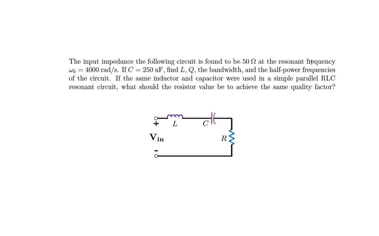 Solved The input impedance the following circuit is found to | Chegg.com