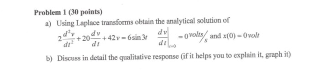 Solved Using Laplace transforms obtain the analytical | Chegg.com