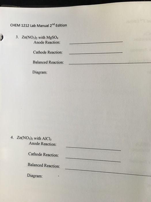 Solved 3. Zn(NO3)2 with MgSO4. Anode Reaction: Cathode | Chegg.com