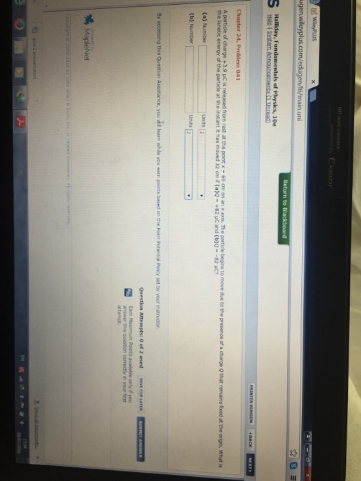 Solved A particle of charge + 3.9 mu C is released from rest | Chegg.com