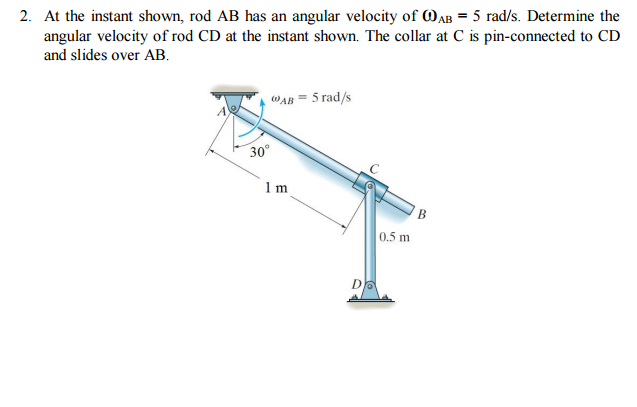 Solved At The Instant Shown Rod Ab Has An Angular Velocity