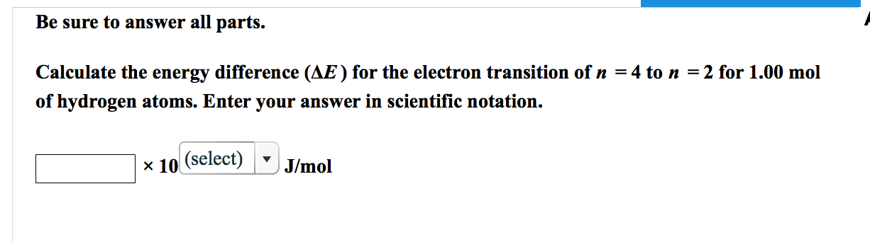 Solved Calculate the energy difference (deltaE) for the | Chegg.com