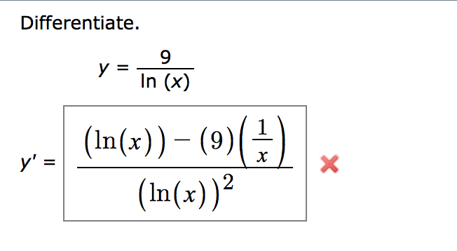 Solved y= (x) ln(x | Chegg.com