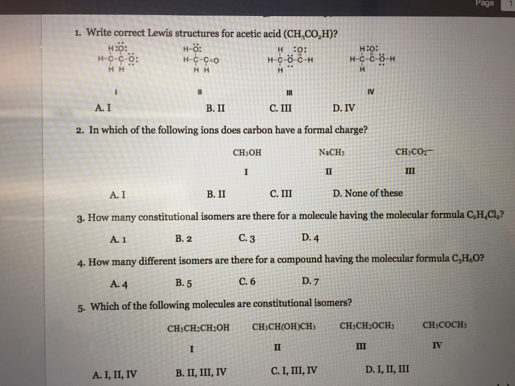 Solved Write correct Lewis structures for acetic acid (CH_3 | Chegg.com
