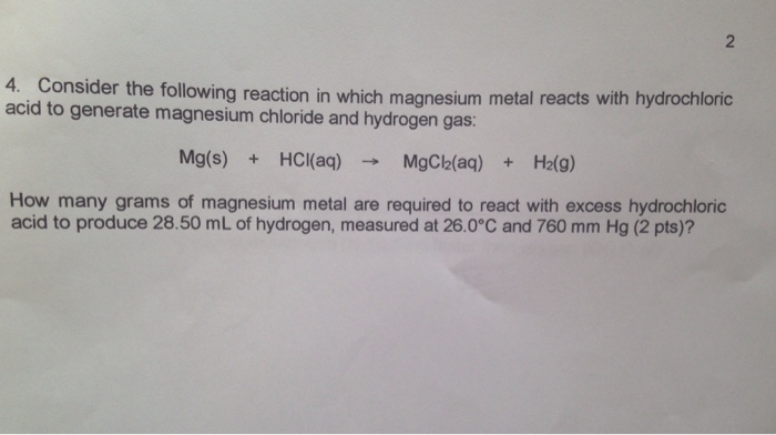 Solved Consider the following reaction in which magnesium | Chegg.com