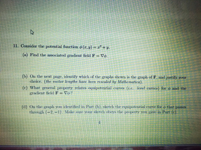 Solved Consider the potential function phi (x, y) = x2 + y. | Chegg.com