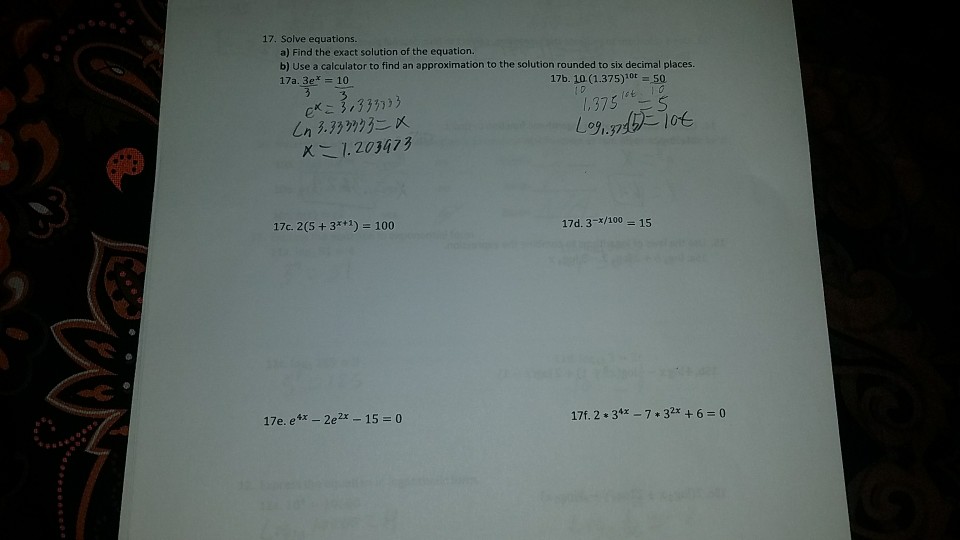 Solved solve equations find the exact solution of the | Chegg.com