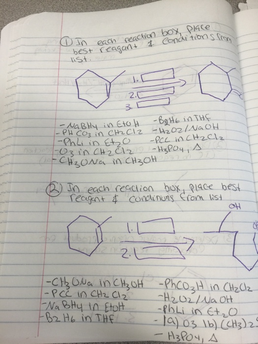 Solved In each reaction box, place best reagent $ conditions | Chegg.com