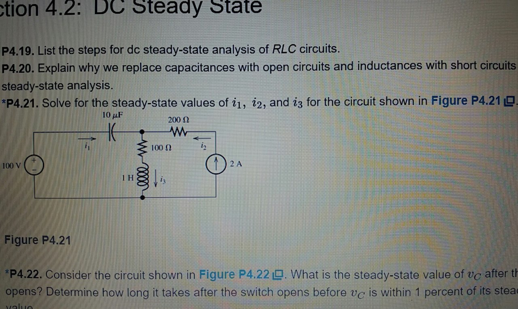 Solved tion 4.2: DC Steady State P4.19. List the steps for | Chegg.com Solved tion 4.2: DC Steady State P4.19. List the steps for | Chegg.com