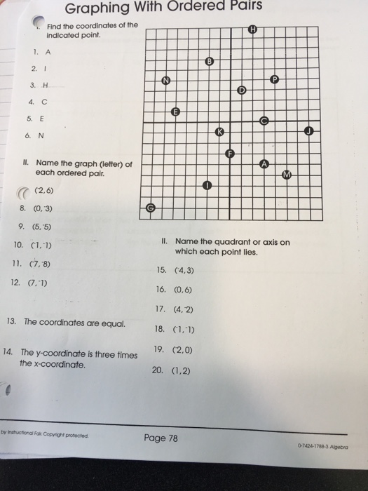 Solved Graphing With Ordered Pairs Find the coordinates of | Chegg.com
