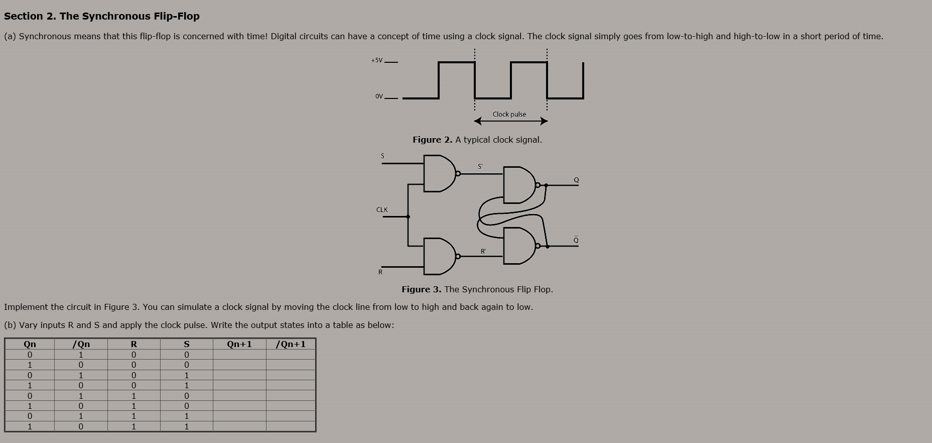 Solved Section 2. The Synchronous Flip-Flop (a) Synchronous | Chegg.com