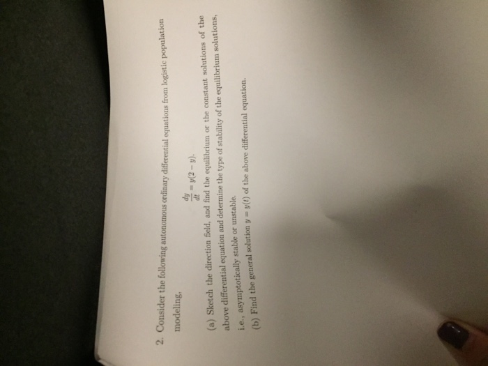 Solved Consider The Following Autonomous Ordinary