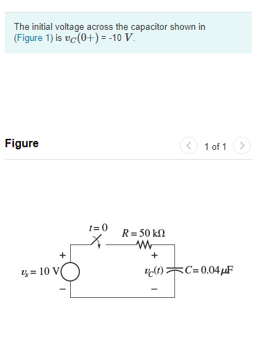Solved The initial voltage across the capacitor shown in | Chegg.com
