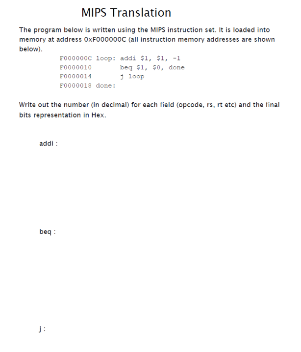 MIPS Translation The program below is written using | Chegg.com