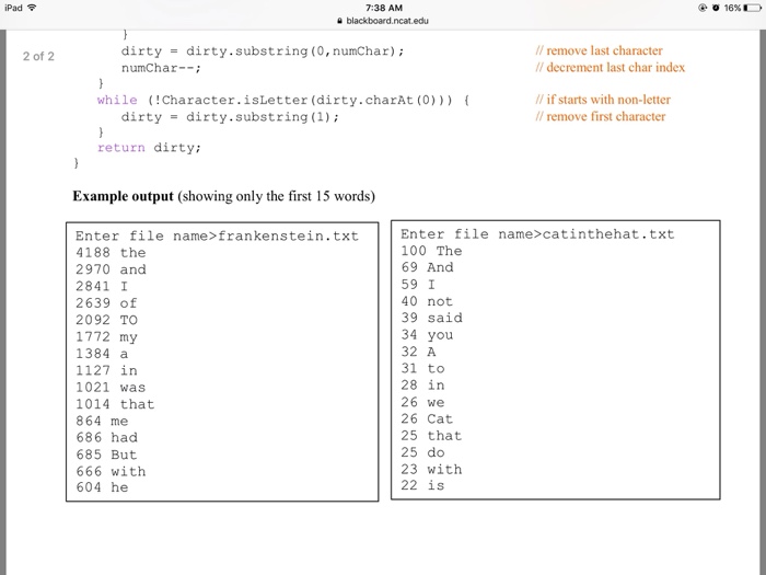 Solved iPad令 7:38 AM Write a program that reads a text file | Chegg.com