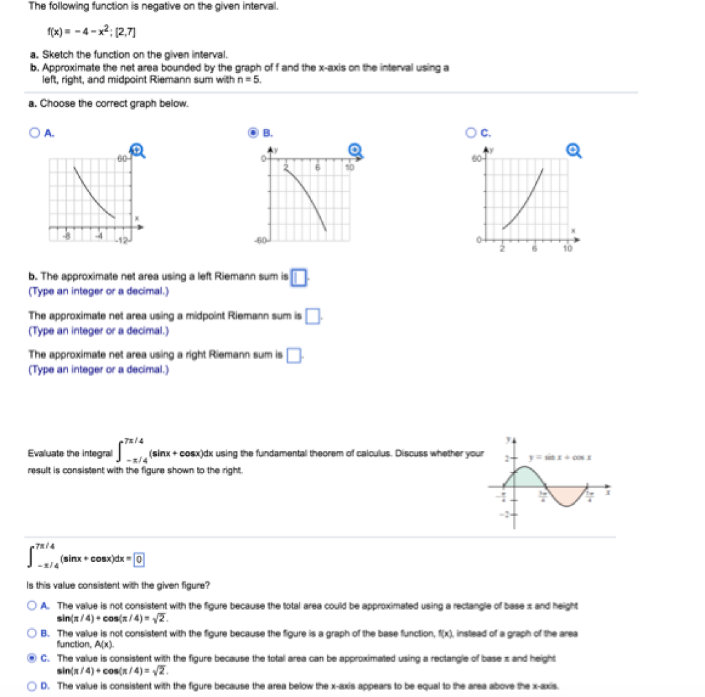 Solved The following function is negative on the given | Chegg.com