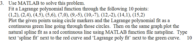 Solved Use Matlab To Solve This Problem Fit A Lagrange 