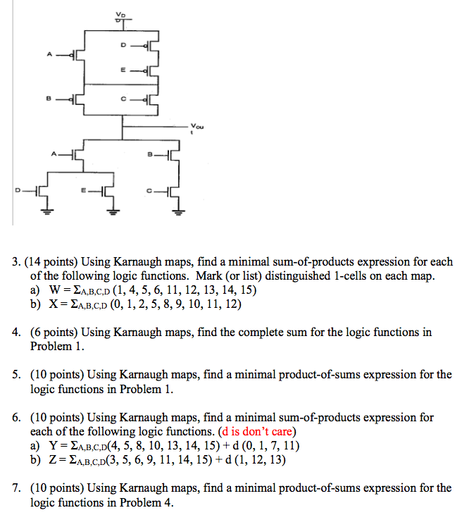 Solved o-l 3. (14 points) Using Karnaugh maps, find a | Chegg.com