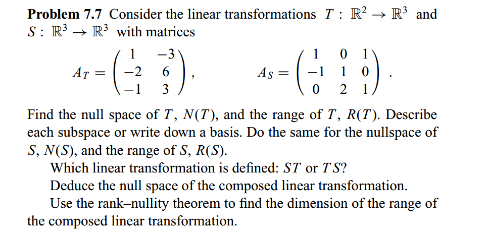Solved Consider The Linear Transformations T R 2 Rightarrow
