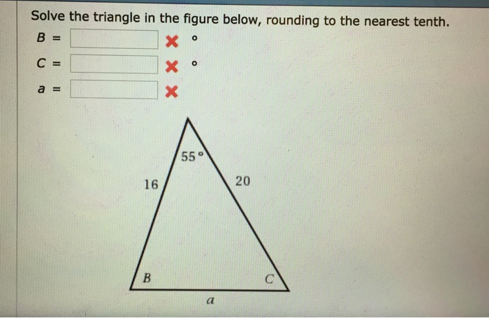 Solved Solve the triangle in the figure below, rounding to | Chegg.com