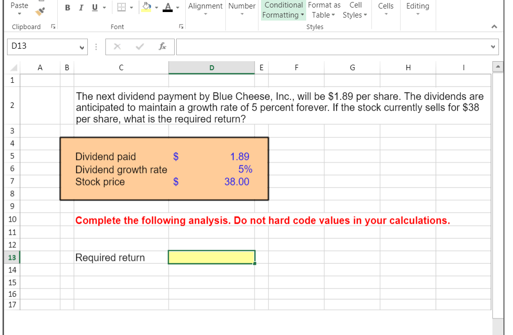 Solved u· 田·ク . Alignment Number Conditional Format as Cell | Chegg.com
