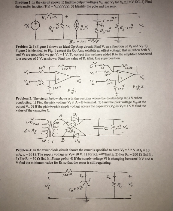 Solved In the circuit show 1) find the output voltage V01 | Chegg.com
