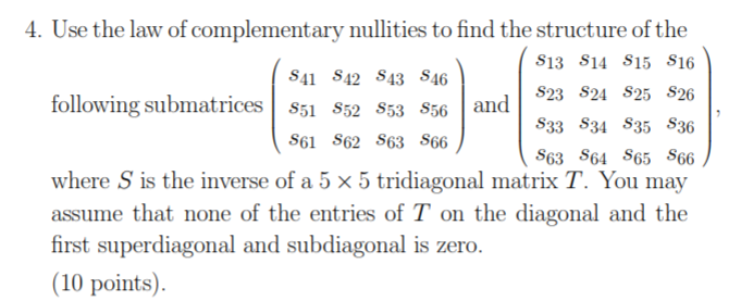 Solved 4. Use the law of complementary nullities to find the | Chegg.com