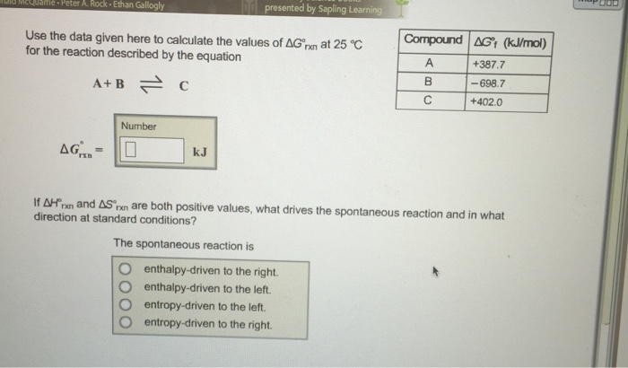 Solved Use the data given here to calculate the values of | Chegg.com