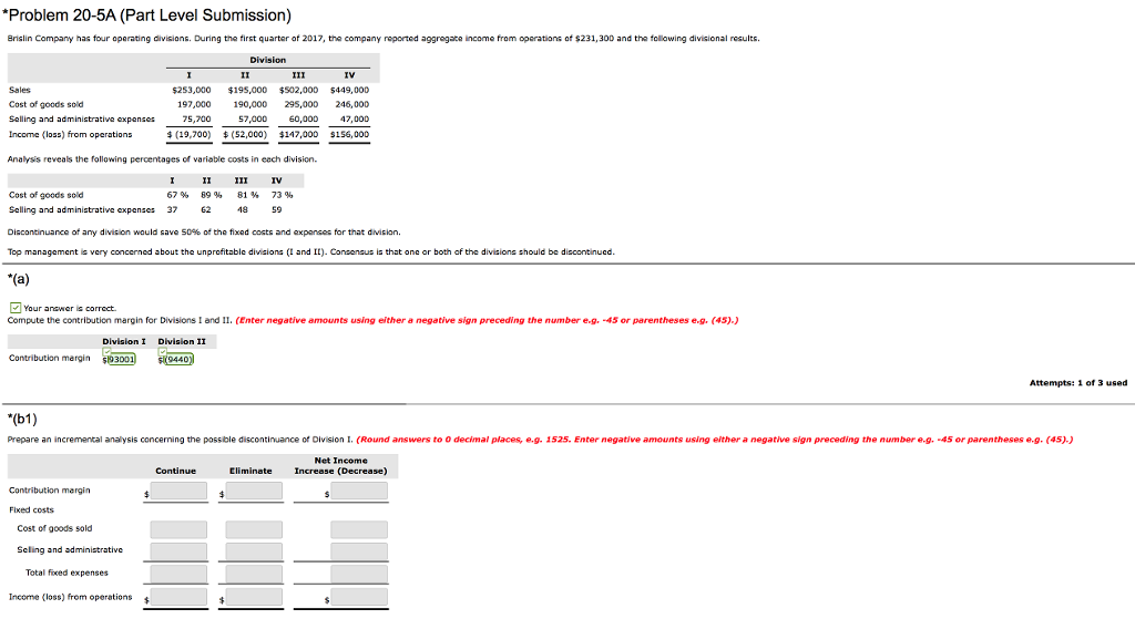 Solved Problem 20-5A (Part Level Submission) Brislin Company | Chegg.com