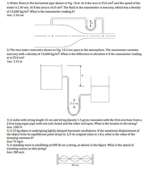 Solved 1) Water flows in the horizontal pipe shown in Fig. | Chegg.com