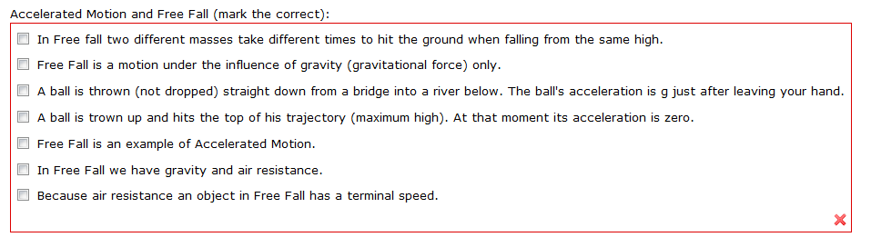Solved Accelerated Motion and Free Fall (mark the correct): | Chegg.com