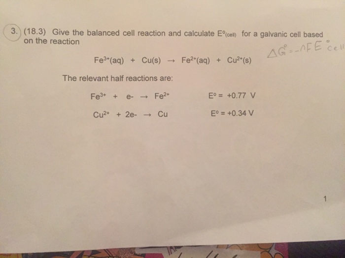 Solved Give the balanced cell reaction and calculate E_cell | Chegg.com