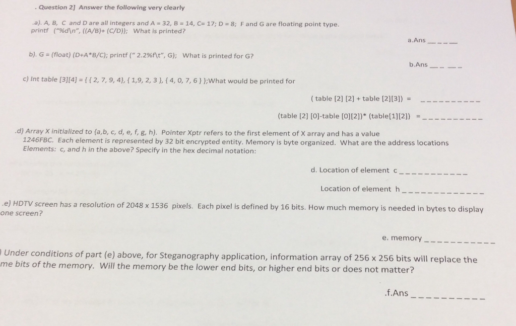 Solved . Question 2] Answer the following very clearly .a). | Chegg.com