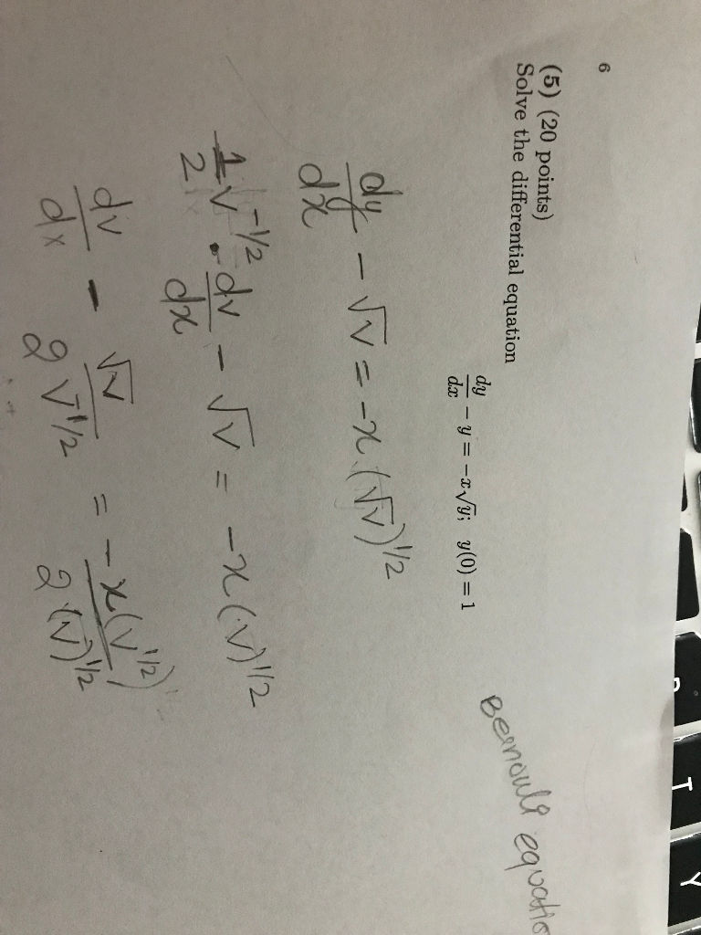 Solved (5) (20 points) Solve the differential equation dy 2. | Chegg.com