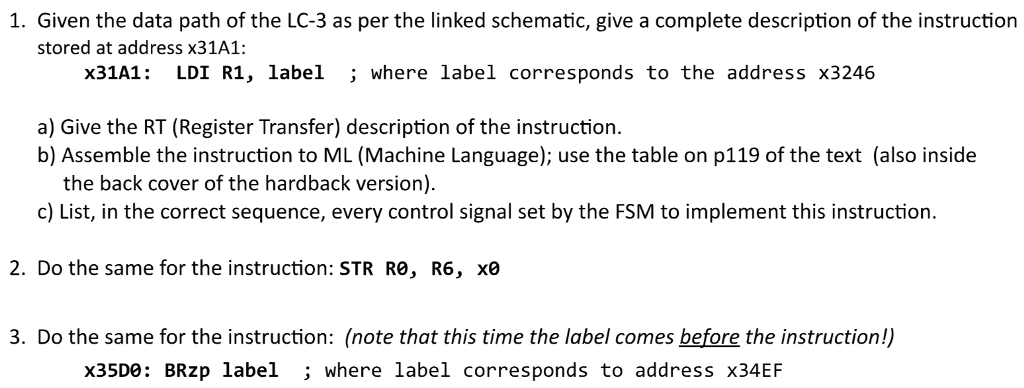1. Given the data path of the LC-3 as per the linked | Chegg.com