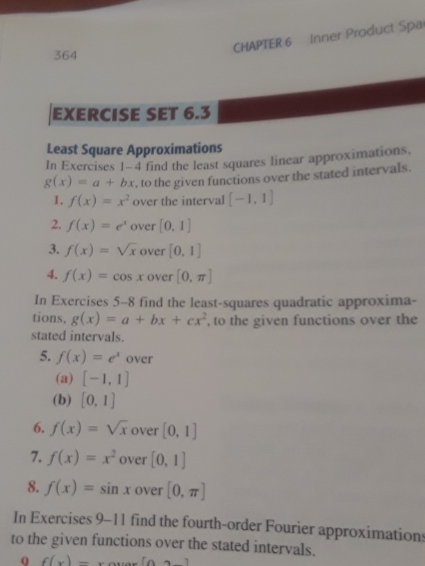Solved Inner Product Spa CHAPTER 6 364 EXERCISE SET 6.3 | Chegg.com