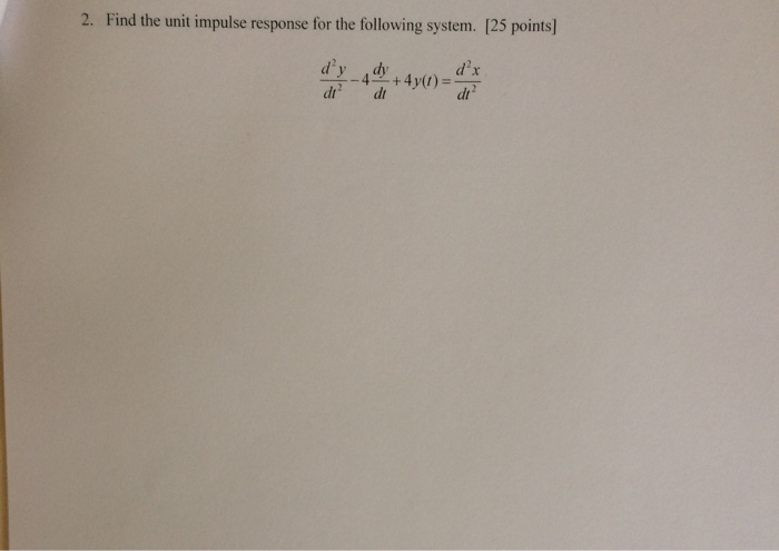 Solved Find the unit impulse response for the following | Chegg.com