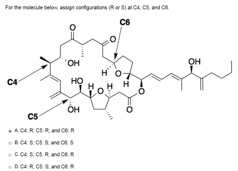 Solved For the molecule below, assign configurations (R or | Chegg.com