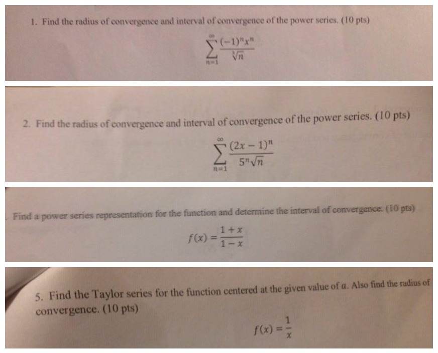 Solved 1. Find the radius of convergence and interval of | Chegg.com