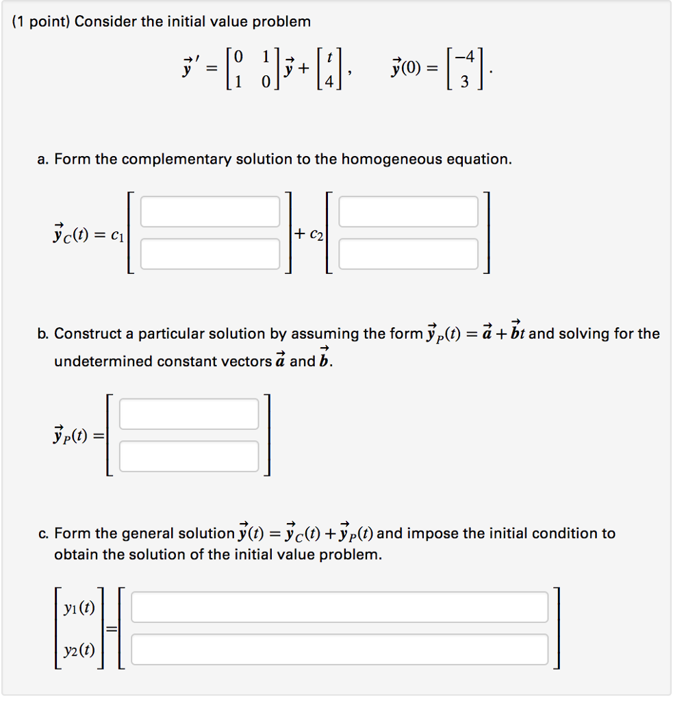 Solved (1 point) Consider the initial value problem -4 4 a. | Chegg.com