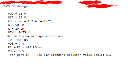 Solved NMOS_DC_design Vss Given: 1. As usual, values for | Chegg.com