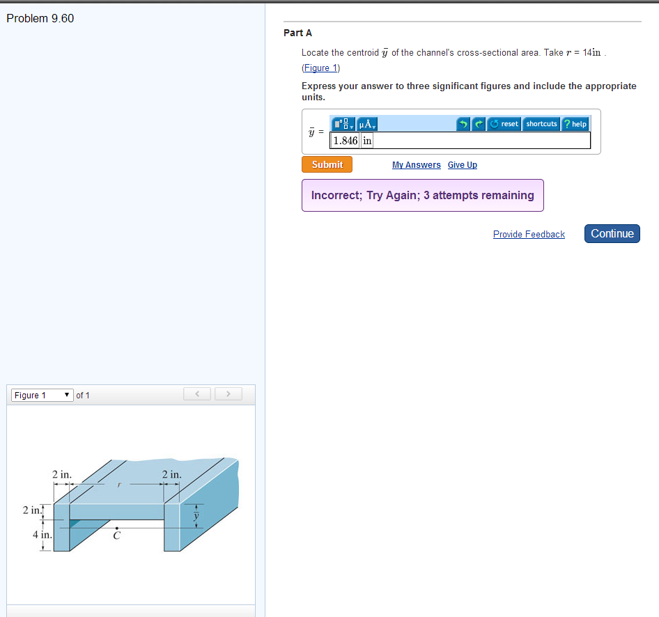 Solved Locate the centroid y- of the channel's | Chegg.com