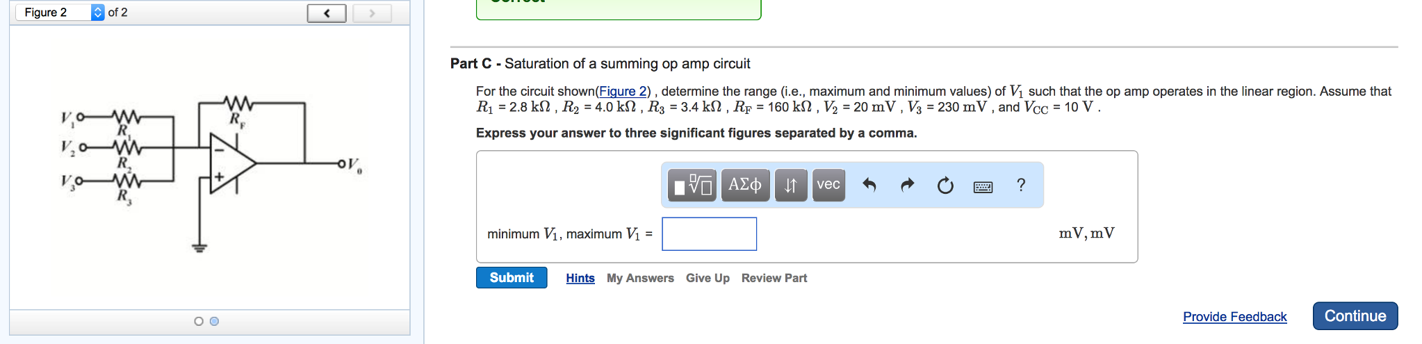 Solved Part A - Calculating the output voltage of a summing | Chegg.com