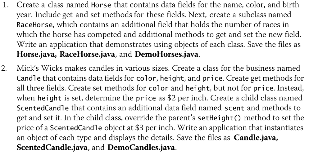 Solved Create a class named Horse that contains data fields | Chegg.com